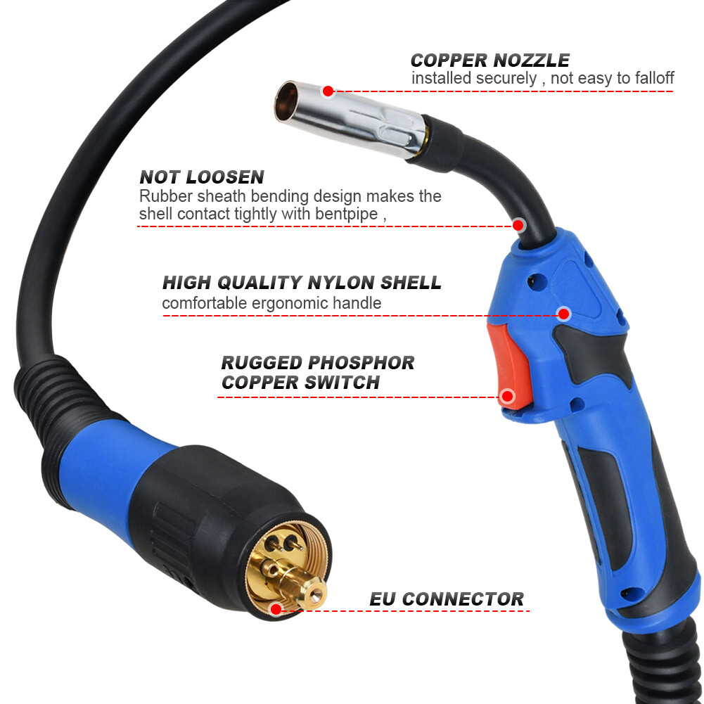MAG MIG Welding Torch MB15AK Euro Connector 3/4/5M Gun Gas Conversion ...
