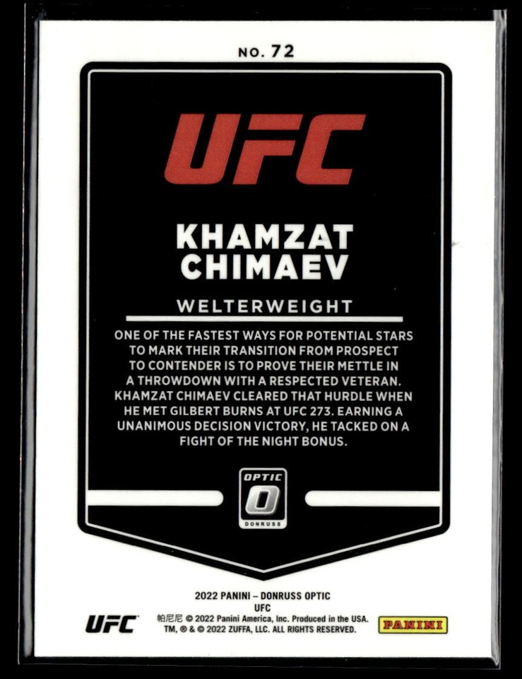 2022 Panini Optic UFC #72 Khamzat Chimaev NM/MINT | eBay