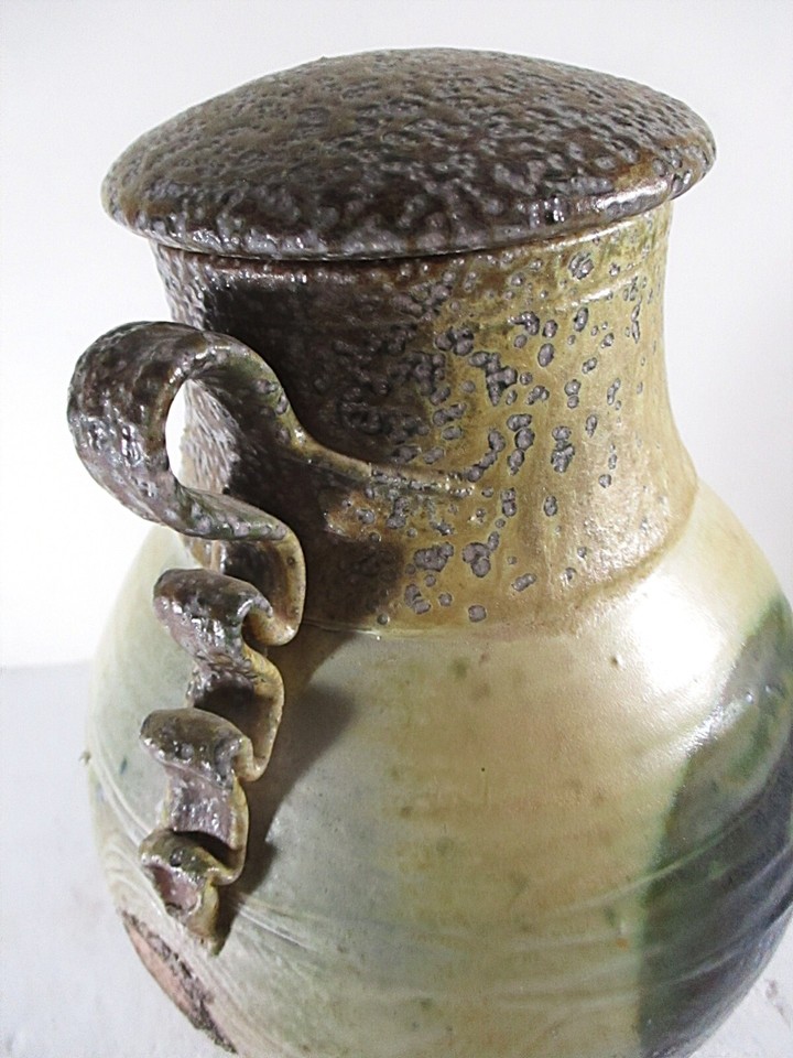 DON REITZ STUDIO POTTERY SALT GLAZE JAR W/COVER MINT, BLURRY AUTHENTIC ...
