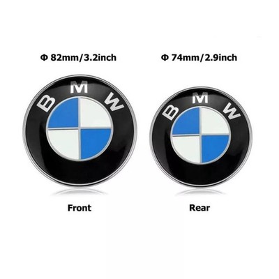 For BMW 74mm 82mm White Blue Emblem Badge BONNET Hood Front Rear Trunk ...