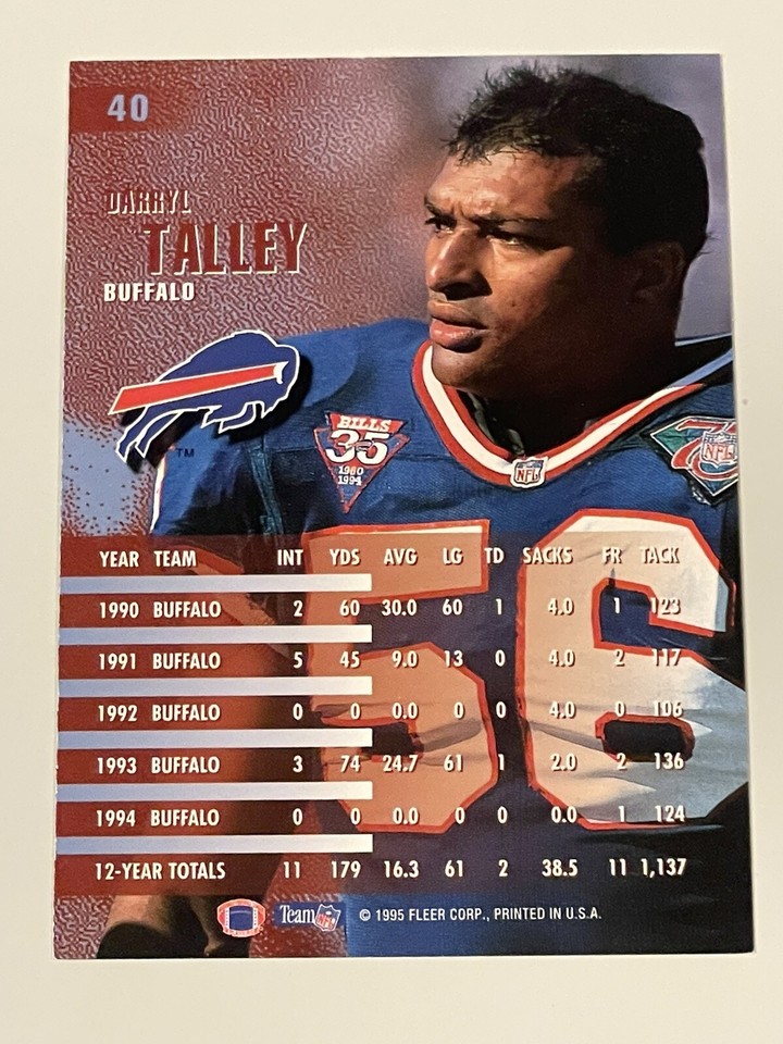 1995 Fleer #40 Darryl Talley - Buffalo Bills - WVU Mountaineers | eBay