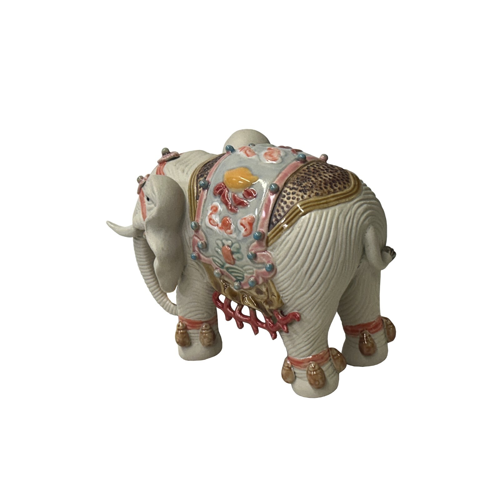 Ceramic Elephant Trunk Holding Ingot Delicate Accent Decor Figure ...
