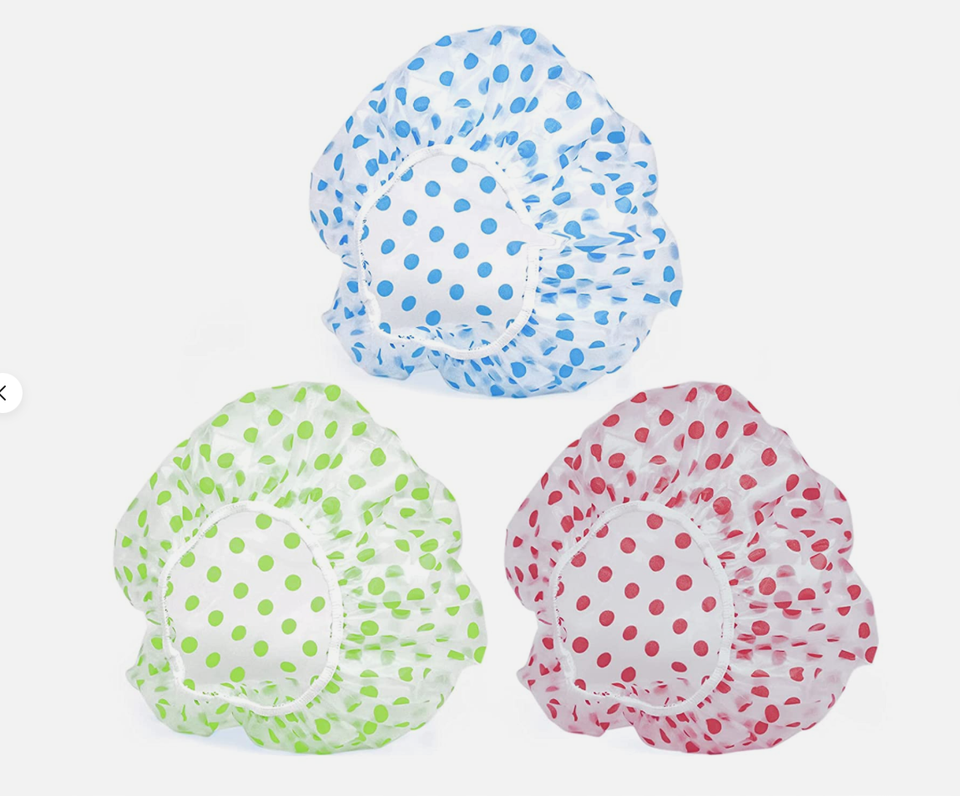 6PCS Shower Caps, Elastic Reusable Waterproof Plastic Shower Cap for ...
