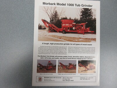 Morbark 1000 Tub Grinder Sales Sheet | eBay