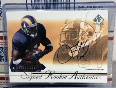 2002 SP AUTHENTIC LAMAR GORDON ROOKIE, #203, AUTOGRAPHED, SERIAL#900/ ...