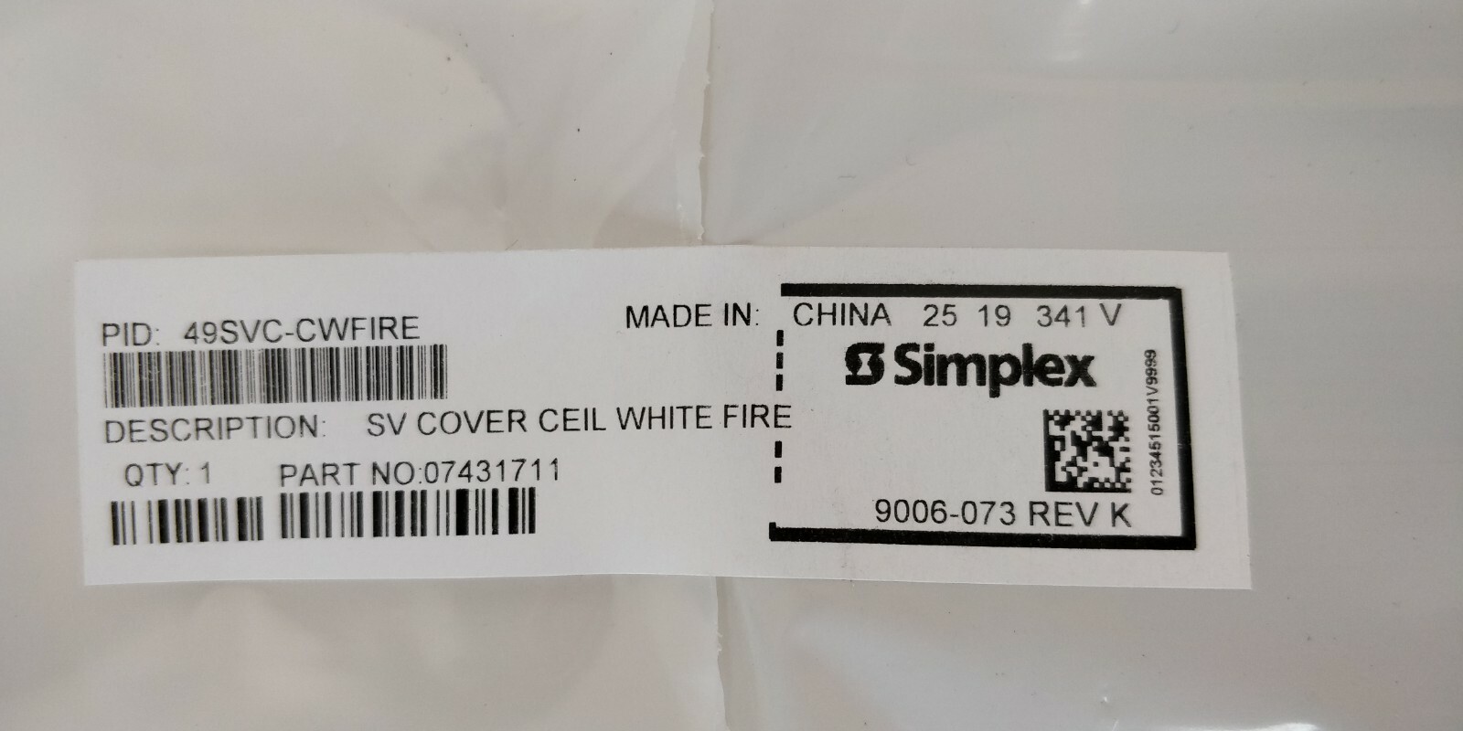 Simplex 49svc-cwfire SV White Ceiling Cover for sale online | eBay