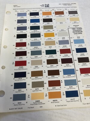 1981 FORD TRUCK AUTOMOTIVE DITZLER Exterior & INTERIOR Paint Color Chip ...