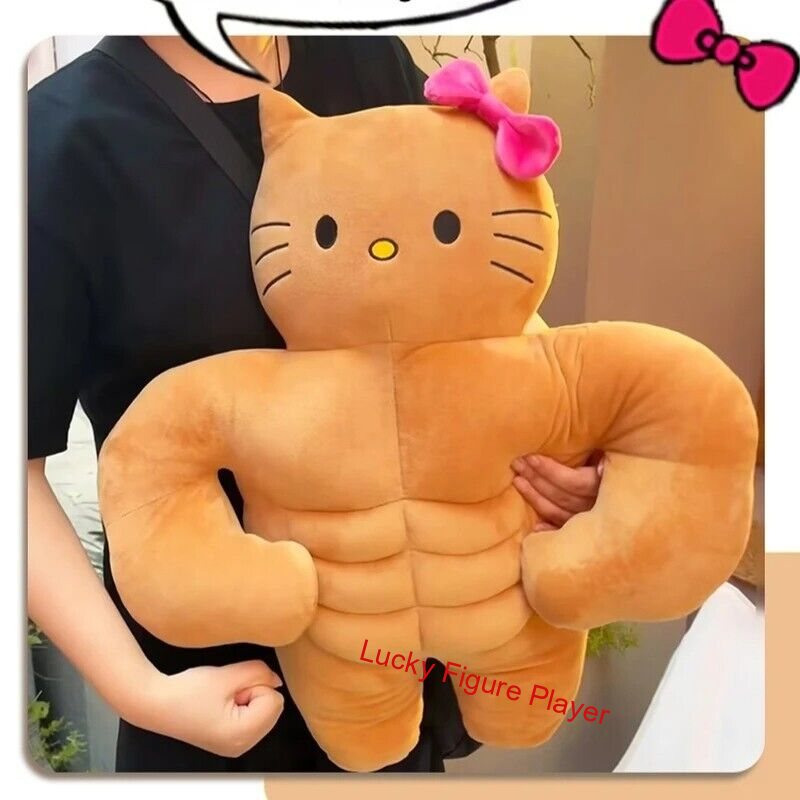 Sanrio Buff Hello Kitty Kawaii Muscle Plush Funny Doll 40Cm Pillow &55 ...