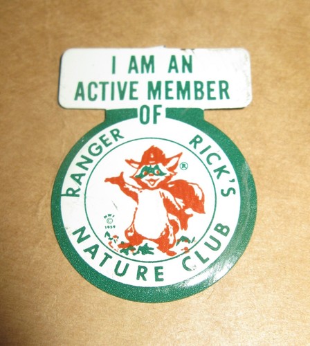 RANGER RICK'S NATURE CLUB ACTIVE MEMBER METAL BADGE PIN PATCH NATIONAL ...