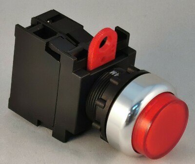 Omron 22mm Pushbutton Switch Momentary Lighted Red SPST-NO 240VAC Lamp ...