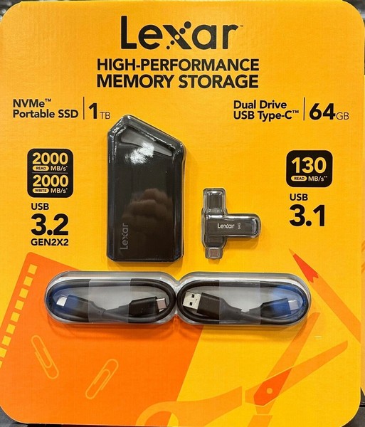 Lexar Blaze 1TB Portable External SSD USB 3.2 Gen 2x2 NVMe 64GB USB-C ...