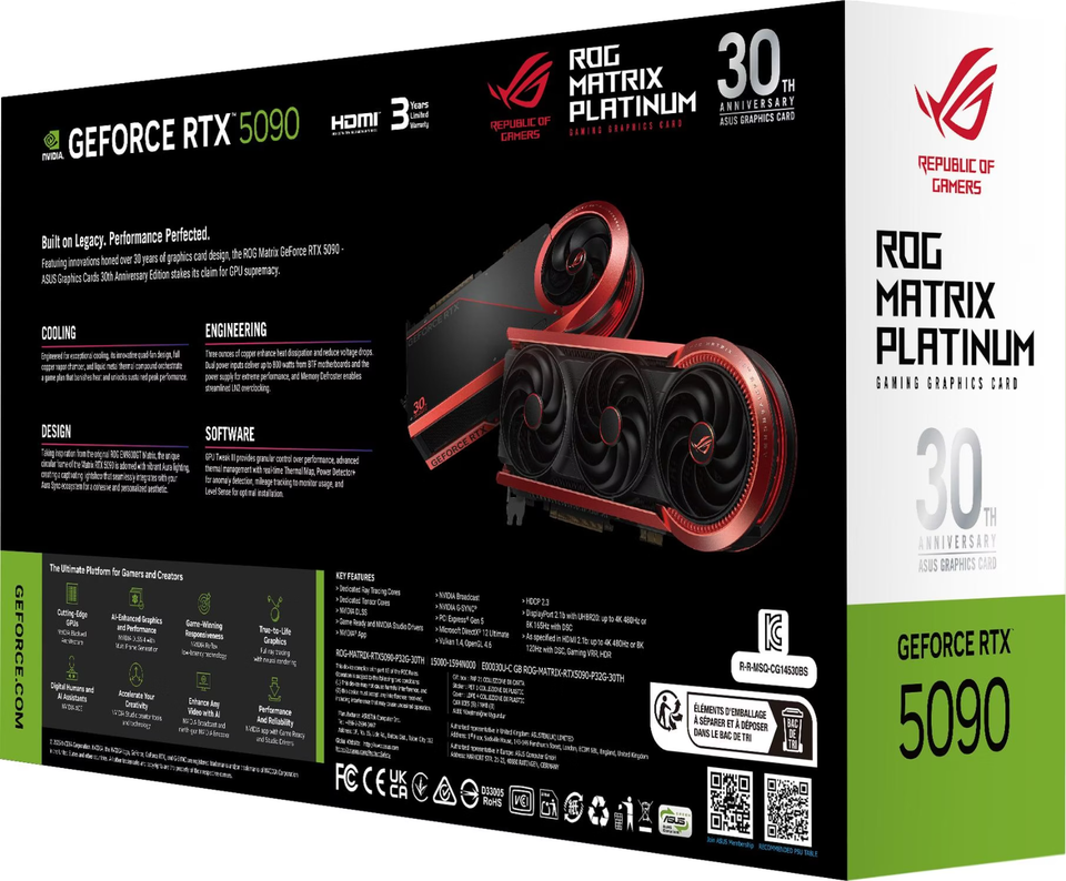 ASUS ROG Matrix Platinum GeForce RTX 5090 – 30th Anniversary Edition ...