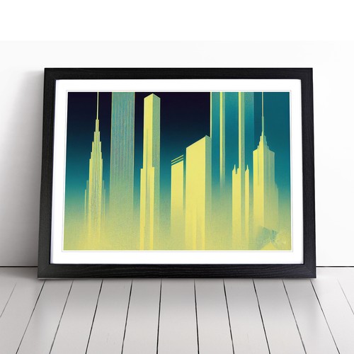 Art Deco Skyscrapers Wall Art Print Framed Canvas Picture Poster Decor ...