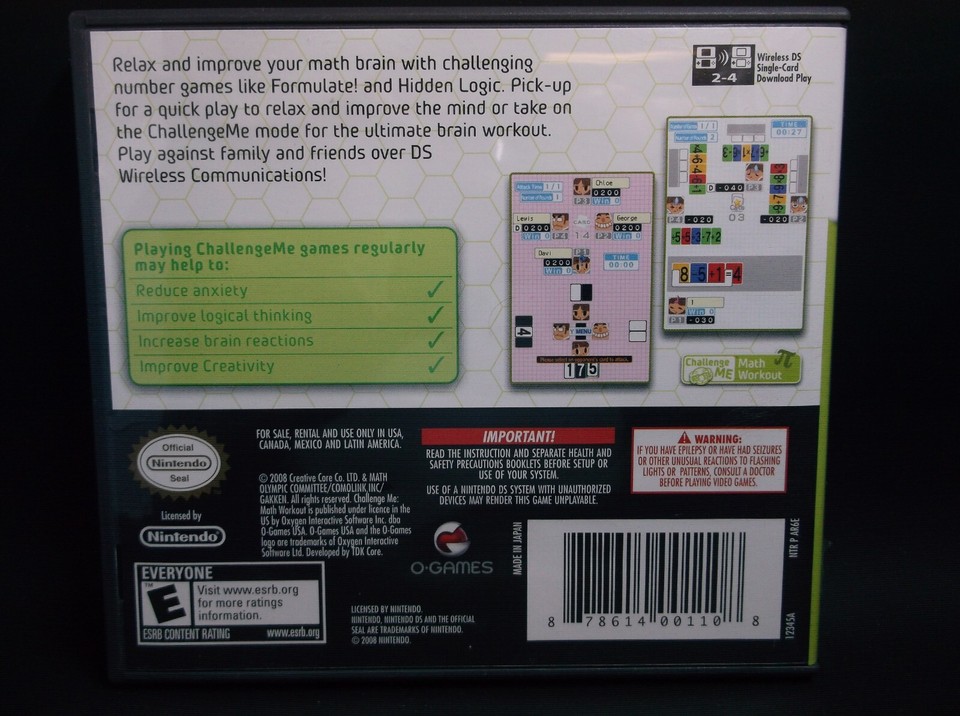 Challenge Me: Math Workout (Nintendo DS, 2009) 878614001108| eBay