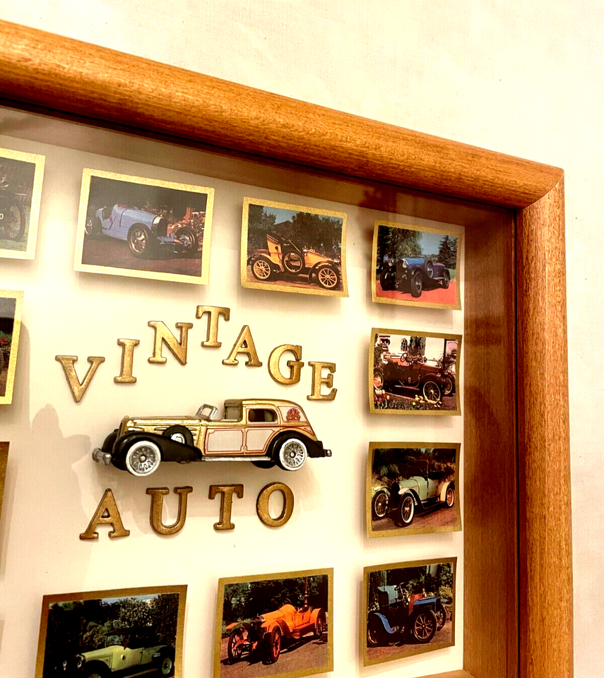 Vintage Auto Shadow Box Metal Car with Vintage Auto Photos Wall Hanging ...