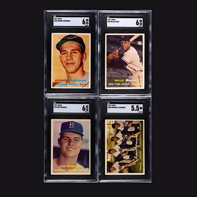 🔥 1957 TOPPS Complete Set (407) - 14 Graded HOFs! Mantle Mays Aaron ...