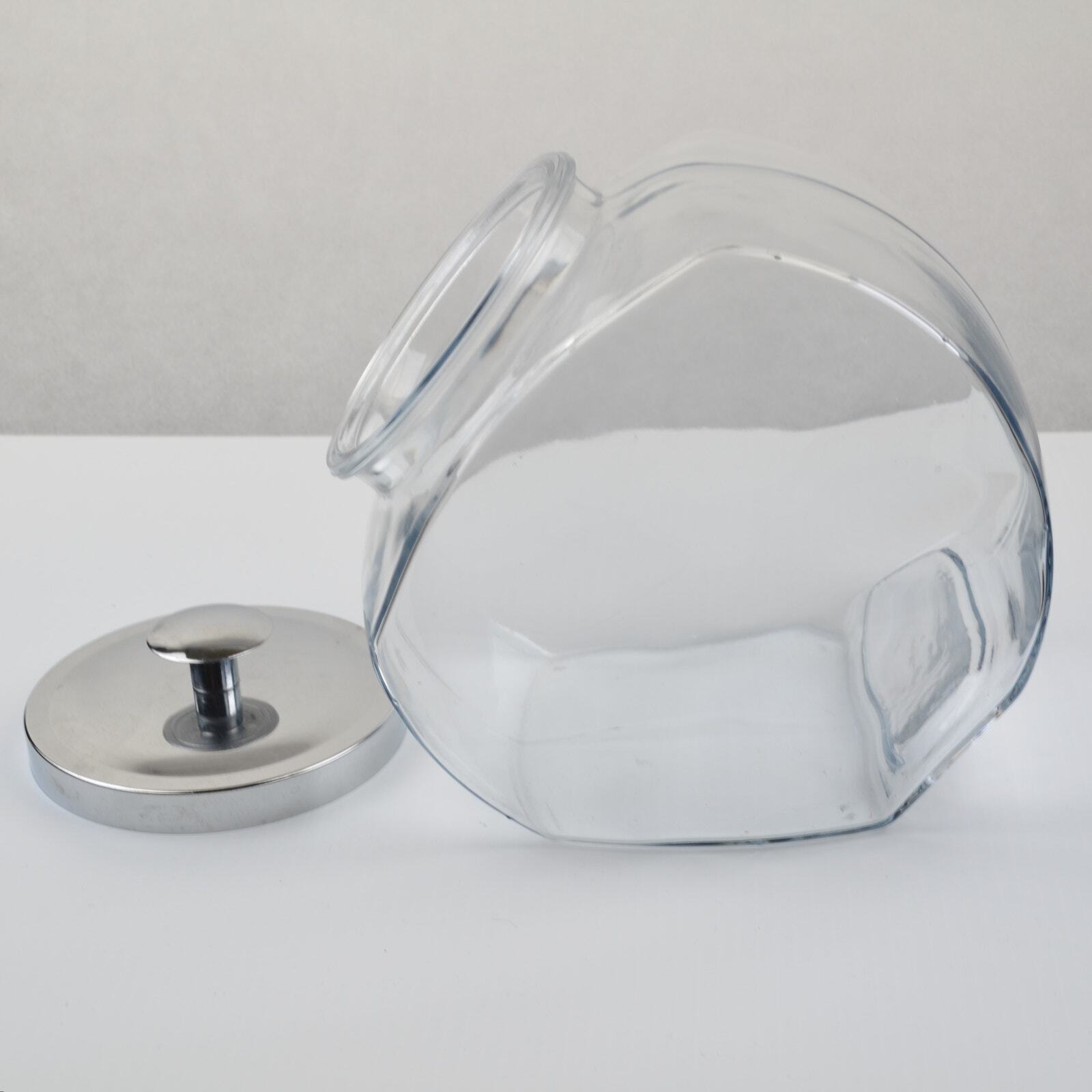 1 Clear Glass Slanted 1 Gallon Cookie / Candy Jar With A Metal Lid | eBay
