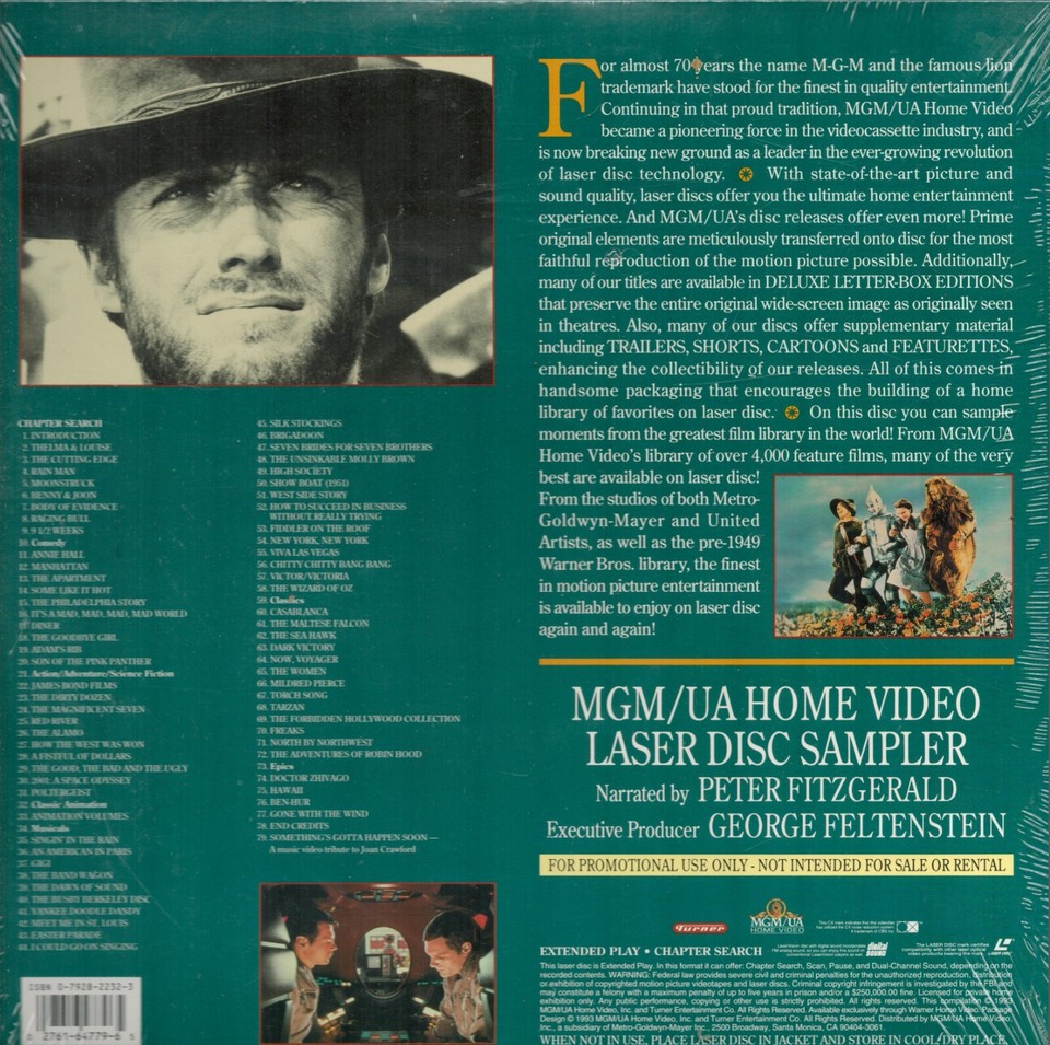 SEALED Laserdisc MGM/UA Video Sampler Promotional Laser Disc NEW Movies ...