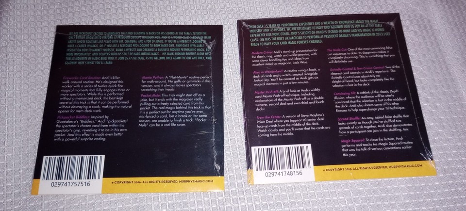 Andi Gladwin 2 DVD Card Magic Mentalism Monte Magic Square Tilt Gregory ...