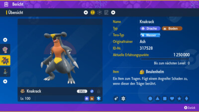 PVP Shiny Knakrack 6IV | LVL 100 | Pokemon Karmesin / Purpur / Violet ...