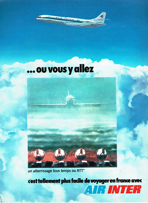publicité Advertising 0523 1972 Air Inter où vous allez atterrissage ...