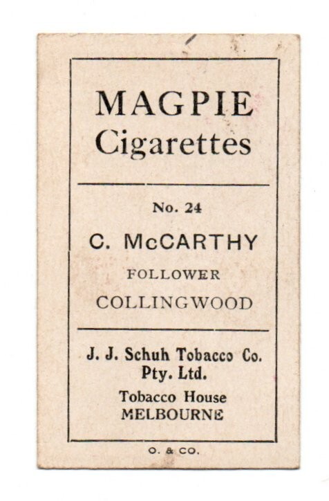 1921 J J Schuh Magpie Cigarettes (24) Con McCARTHY Collingwood | eBay