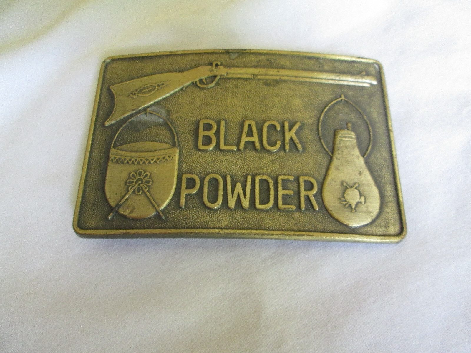 Black Powder Belt Buckle Brass Muzzleloader Rifle Powder Pouch Bullet ...