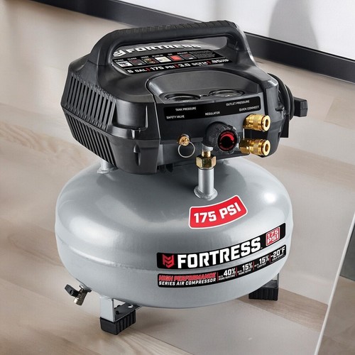 6 Gallon 175 PSI High Performance Oil Free Pancake Jobsite Air ...