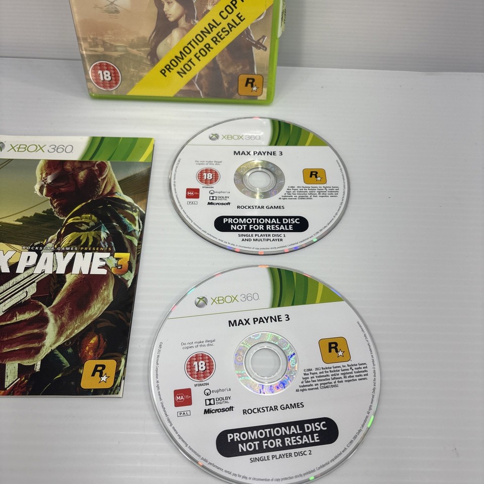 MICROSOFT XBOX 360 MAX PAYNE PROMOTIONAL COPY + MANUAL 2 DISCS | eBay ...