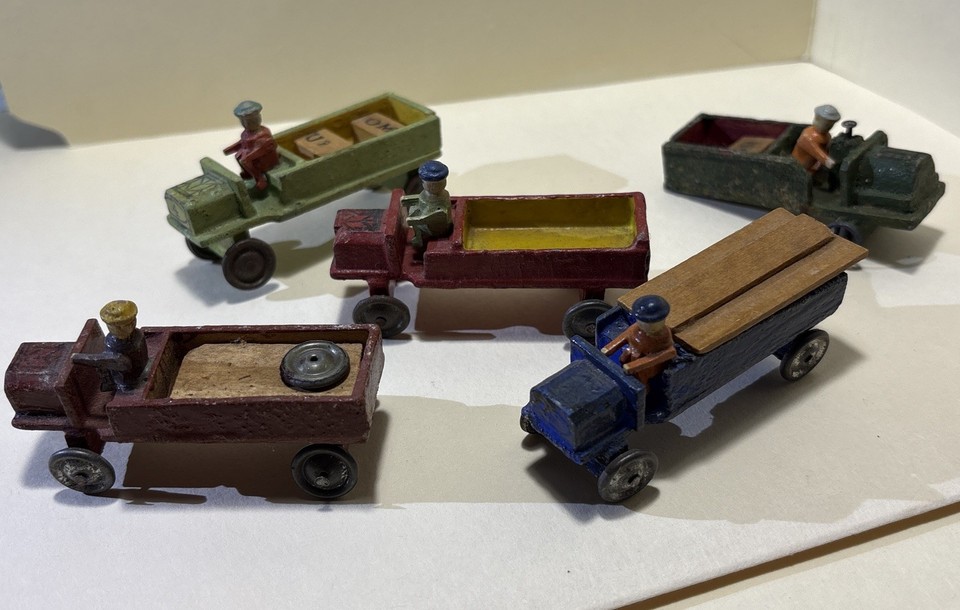 Antique Vintage Small toy Wooden trucks Lot Of 4+. From Old Train Set ...