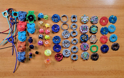 63 PC Beyblade Burst Parts Lot Metal Takara Tomy Wyvron Orichalcum ...