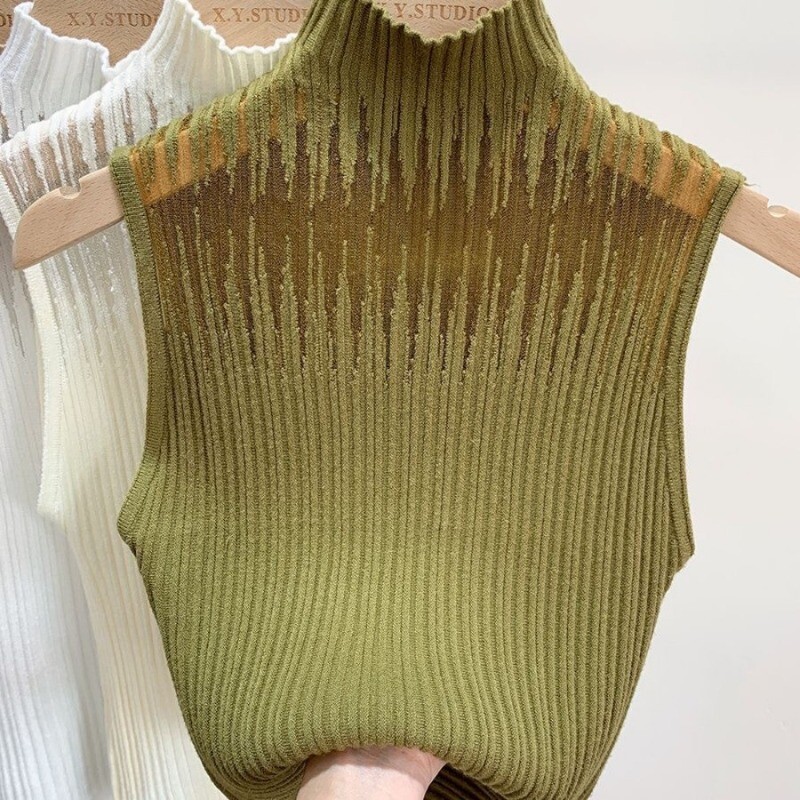 Women Knit Sleeveless Vest Tank Top Short Sweater Hollow Slim Fit Base ...