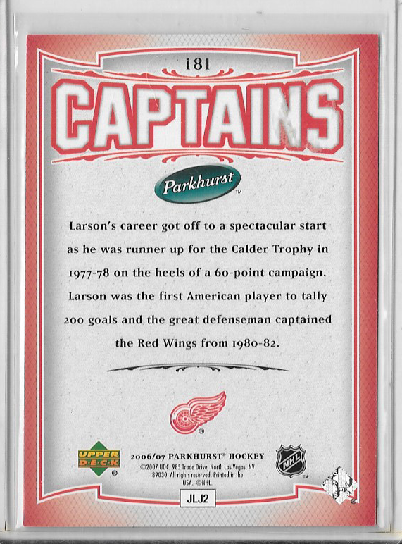 2006-07 Reed Larson Insert /3999 Hockey Card #181 Detroit Red Wings ...