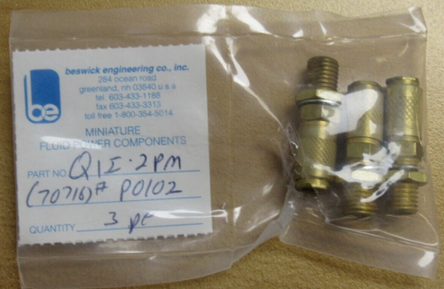 Lot of 3 Beswick Engineering quick disconnect fitting coupler QDC-101-I ...