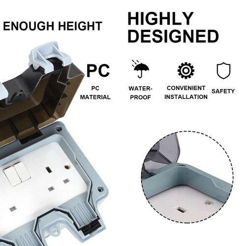 Weatherproof Outdoor 13A 2 Gang Twin Switched Double Socket Outside ...