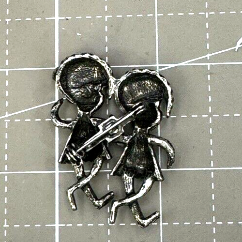 Vintage Silver Tone Courting Boy & Girl Brooch Scatter Pin | eBay