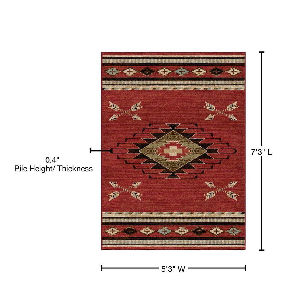 Rustic Southwestern Native American Style Arrowhead Area Rug Red Black ...