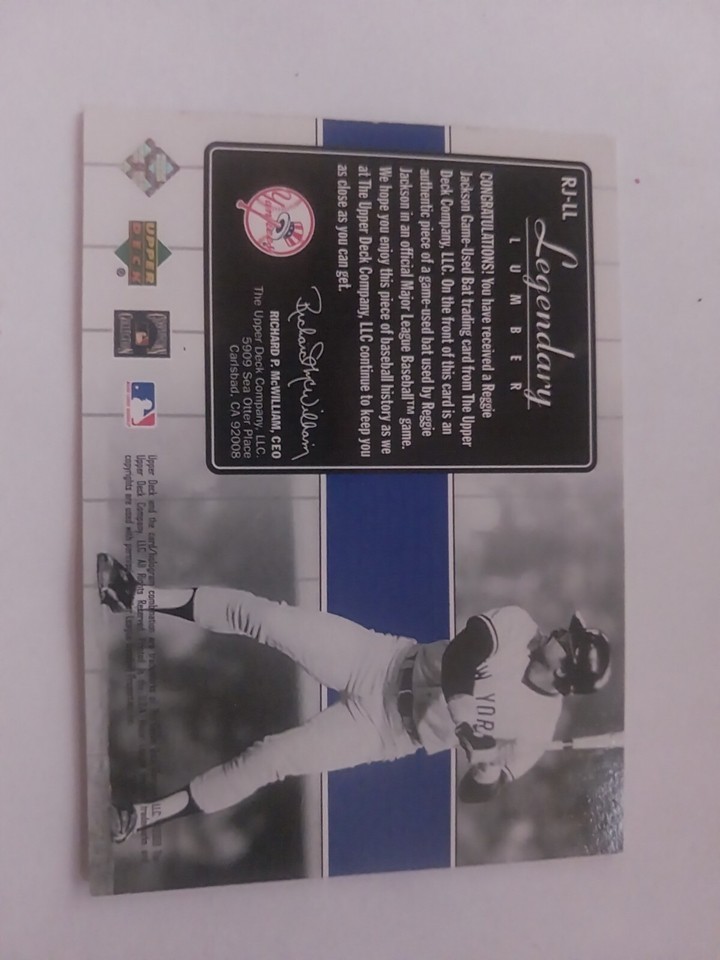 Reggie Jackson Game Used Bat! 2000 Upper Deck Legendary Lumber.FREE ...