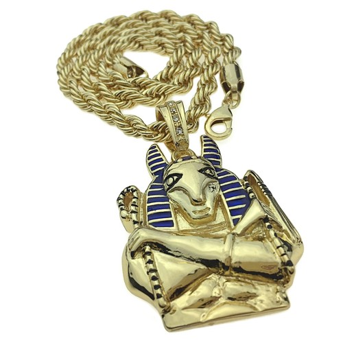 Anubis Pendant Chain Gold Plated Egypt Dog Head God Necklace 20" 6MM ...
