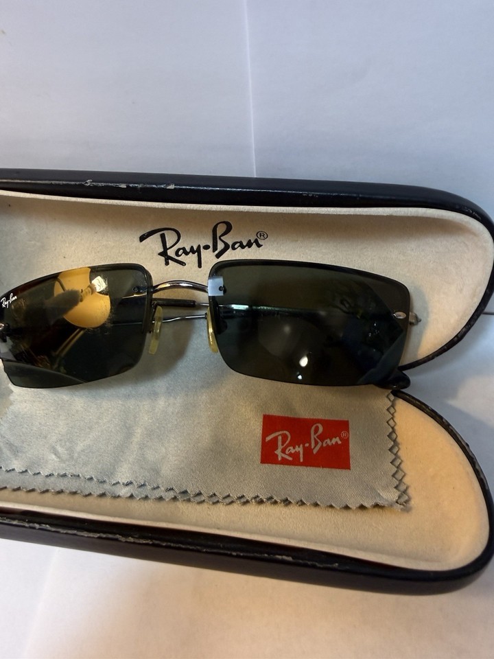 Ray-Ban RB3199 Rimless Rectangle Sunglasses 04/71 57mm Made Italy Case ...