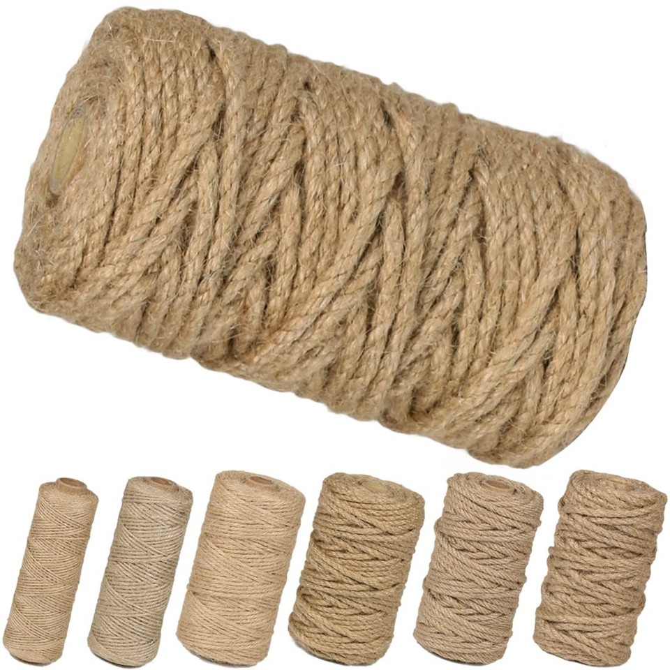 PerkHomy 5mm Jute Rope 105 Feet Twisted Heavy Duty and Thick Twine Rope ...