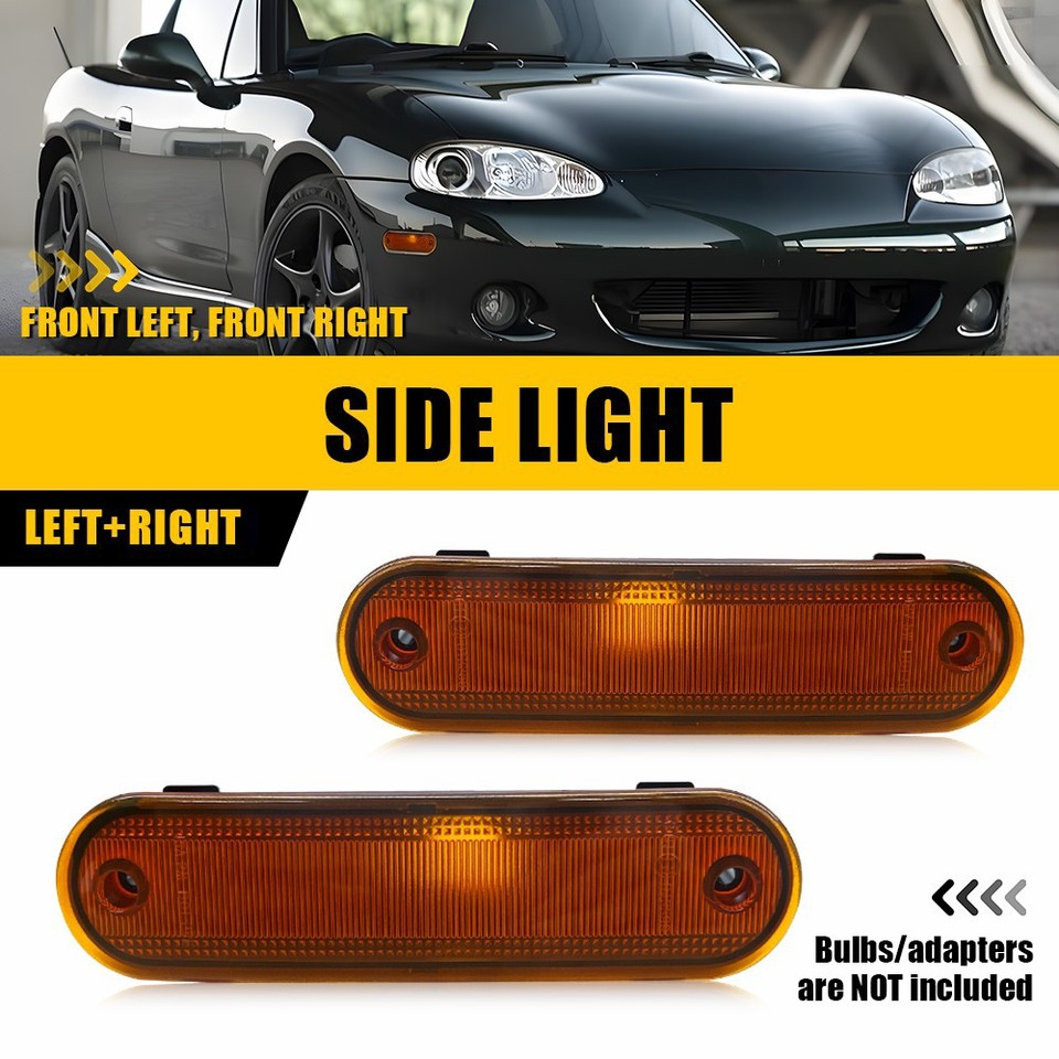 Amber Lens Front Bumper Side Marker Lights Housings For 1990-05 Mazda ...