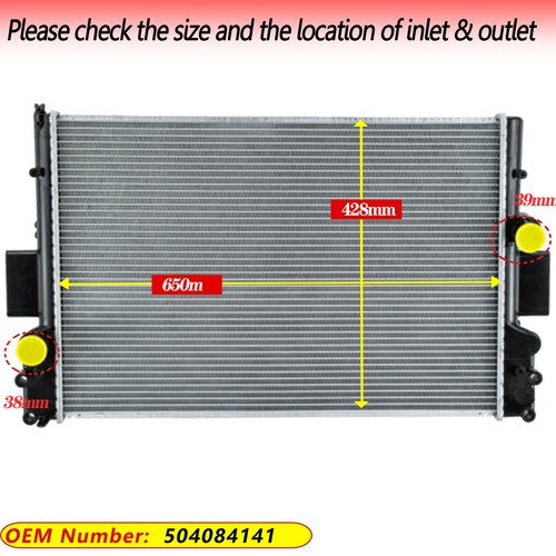 34MM RADIATOR FITS IVECO DAILY 29L 35C 35S 40C 50C 55S 65C 70C DIESEL ...