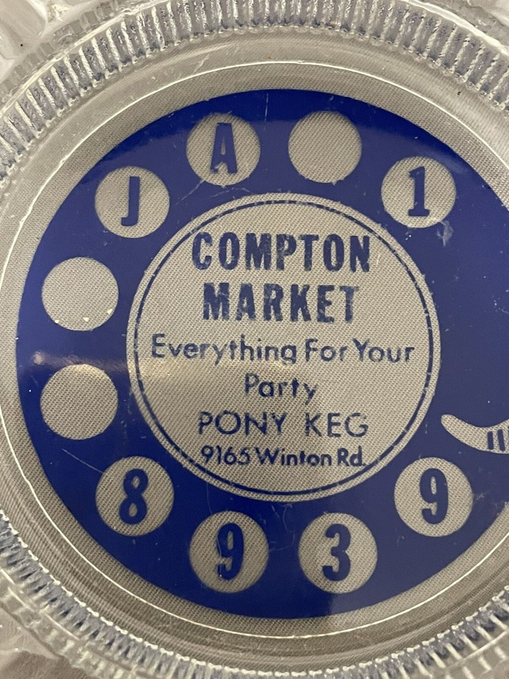 Compton Market Advertising Ashtray 4 1/8”x4 1/8” vintage telephone dial ...