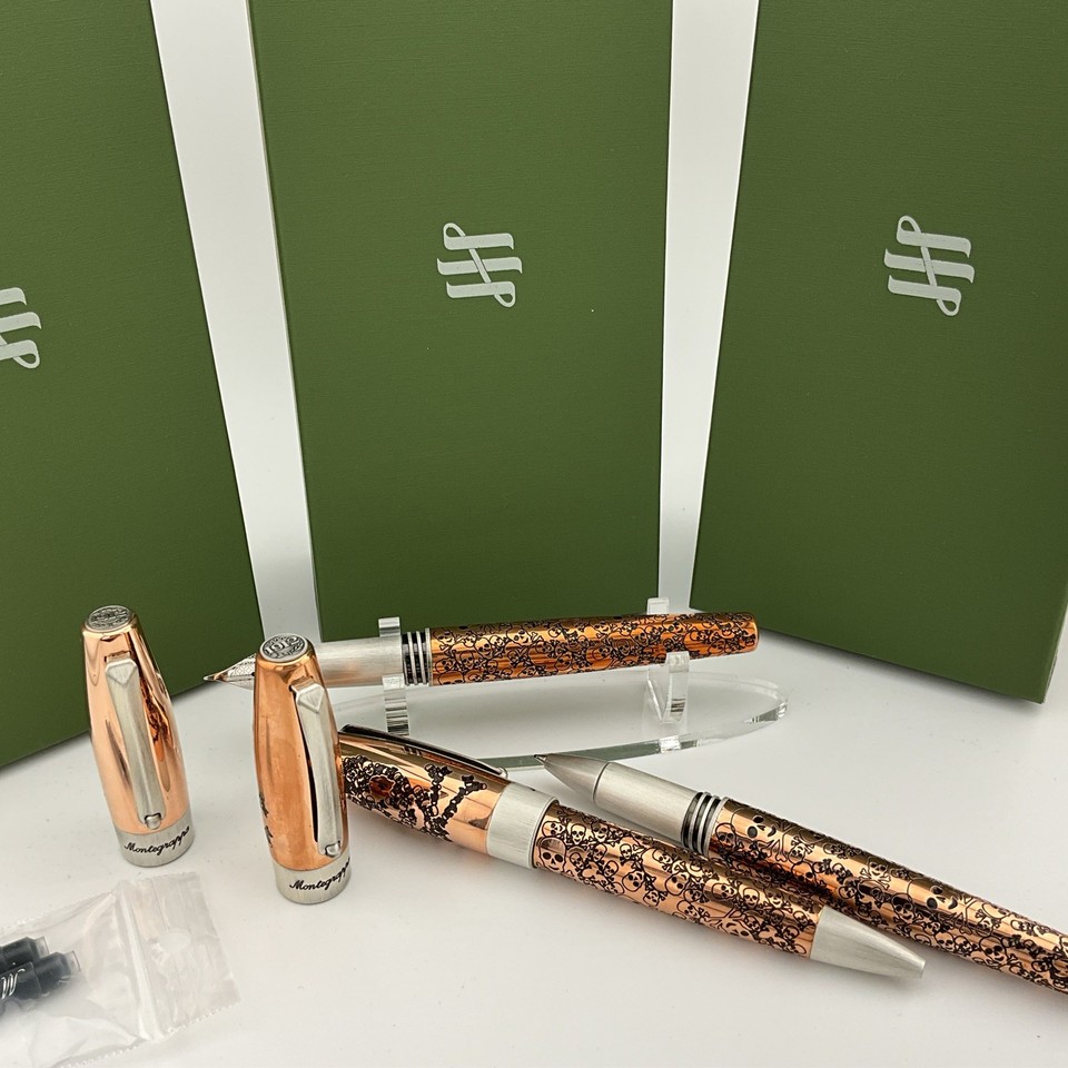 MONTEGRAPPA MERRY SKULL COPPER FOUNTAIN, ROLLERBALL, BALLPOINT SET | eBay