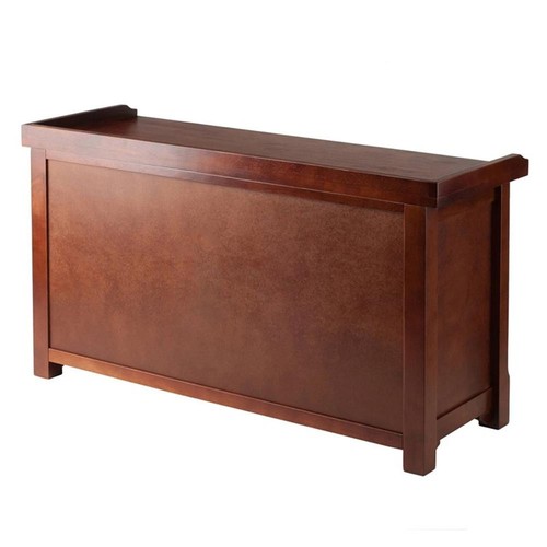 Winsome Milan Storage Transitional Solid Wood Bench in Antique Walnut ...