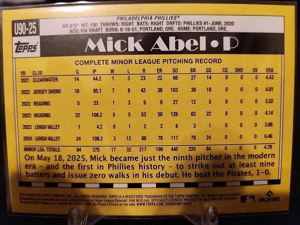 2025 Topps Update Series Mick Abel Rainbow Foil 35th Anniversary RC | eBay