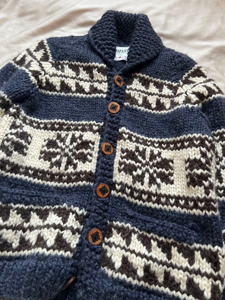 Kanata Cowichan Sweater Canadian Knit Cardigan Heavy Wool | eBay