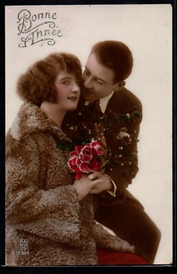 BL099 ART DECO HIGH FASHION COUPLE kiss Lovers Romance KITSCH Tinted ...