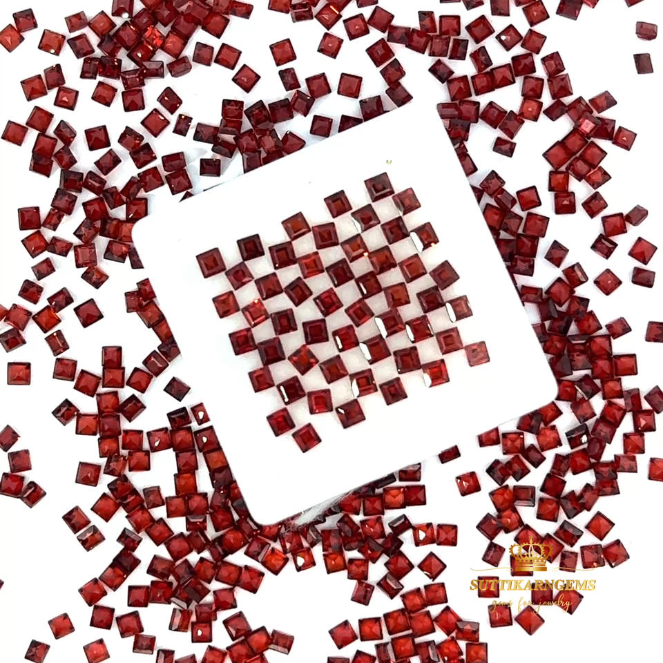 2 MM Natural Garnet Square Cut Natural Loose Gemstones , Natural ...